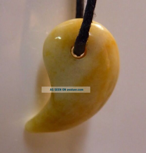 Magatama Yellow Camel Jasper Vintage Shinto Priest Stone Pendant Amulet ...