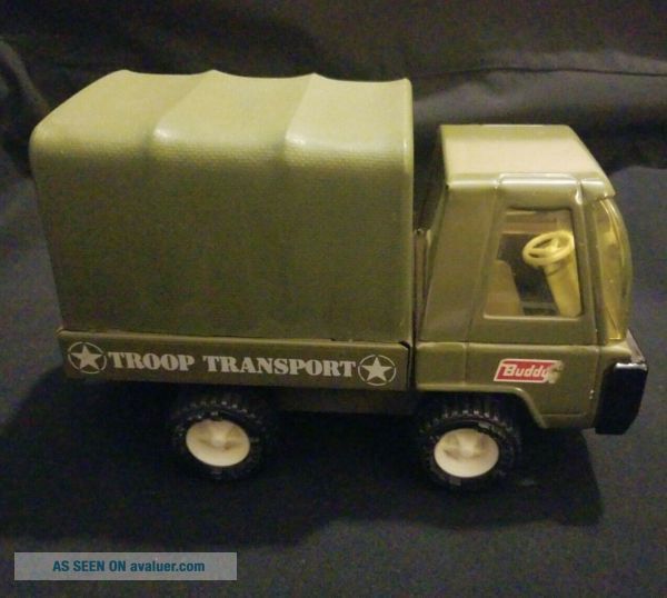 Vintage Buddy L Pressed Steel Green Army Troop Transport Truck | #28396966