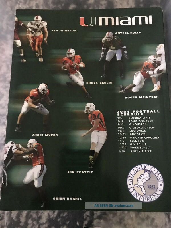 MIAMI HURRICANES NATIONAL CHAMPS 2004 OFFICIAL MEDIA GUIDE YEARBOOK ...