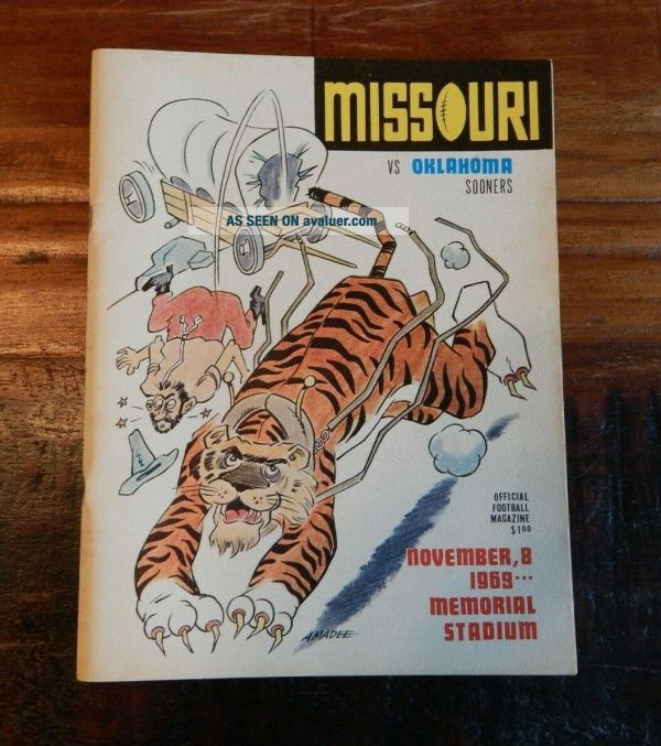 1969 MISSOURI TIGERS VS OKLAHOMA SOONERS COLLEGE FOOTBALL PROGRAM GREAT ...