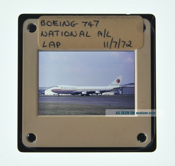35MM SLIDE AIRCRAFT 1972 BOEING 747 NATIONAL AIRLINES AT HEATHROW A73 ...