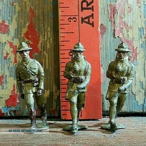 Vtg WW1 World War 1 US Army Doughboy Infantry Set 3 Metal Figures ...