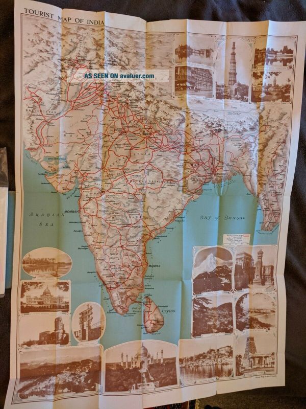 Tourist Map Of India Indian State Railways C1920s | #28324700