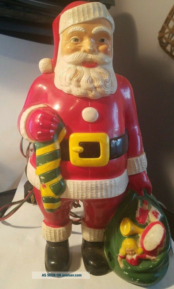 Vintage Light Up Santa Claus Holding Stocking And A Sack Of Toys ...