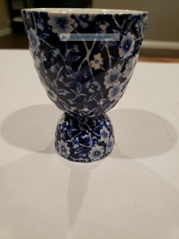 Vintage Staffordshire England Blue Calico Double Egg Cup | #28576600