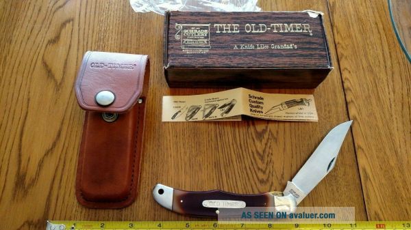 Vintage SCHRADE Old Timer USA 125 OT Hunting Pocket Knife Leather ...