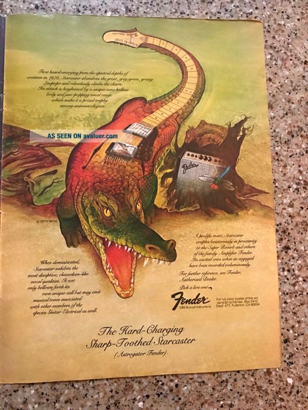 1977 VINTAGE 8X11 PRINT Ad FOR THE FENDER ASTROGATOR STARCASTER GUITAR ...