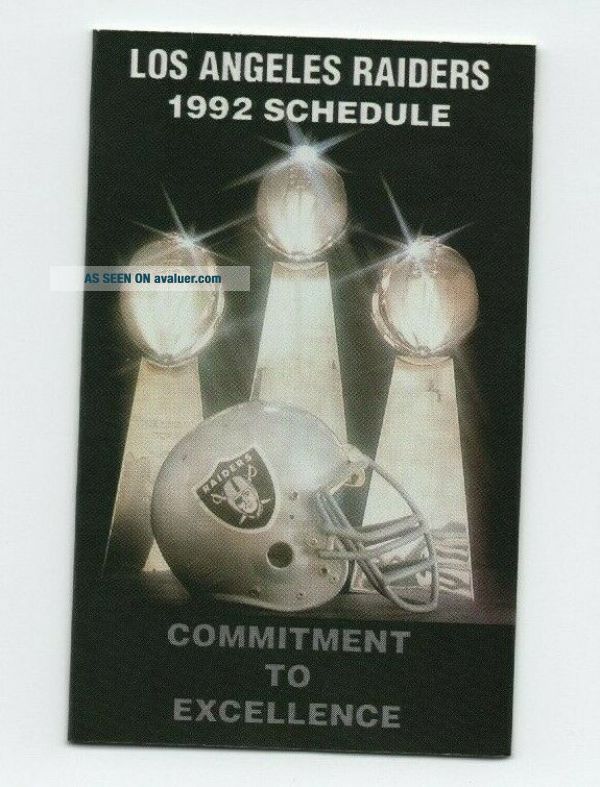 1992 LOS ANGELES RAIDERS POCKET SCHEDULE (SKED) (NFL) | #28442888