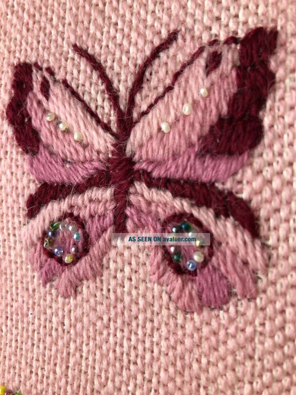 Vintage Framed Needlepoint Crewel Embroidery Wall Hanging Art Squares ...