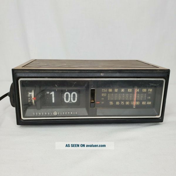 GE General Electric Flip Number Clock AM FM Radio Wood Grain 7 - 4303G ...