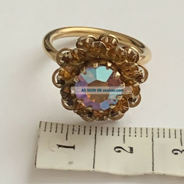 VINTAGE 70s SARAH COVENTRY CANADA AURORA BOREALIS AMBER DIAMANTE ...