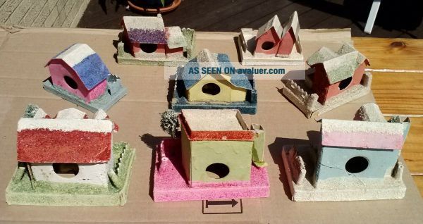 8 VINTAGE PUTZ CARDBOARD CHRISTMAS HOUSES MADE IN JAPAN W/SANTA And ...