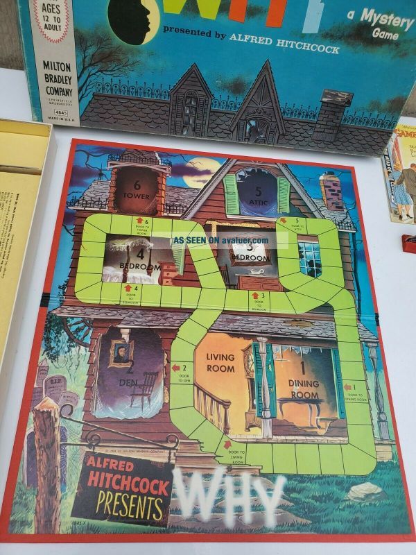 Vintage 1958 Alfred Hitchcock WHY Board Game Milton Bradley Mystery ...