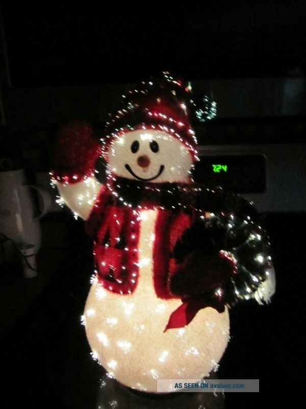 Avon Fiber Optic Sparkling Snowman W Wreath Color Changing Vintage 2002 ...