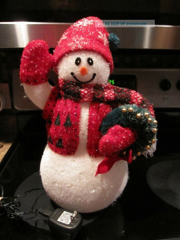 Avon Fiber Optic Sparkling Snowman W Wreath Color Changing Vintage 2002 ...
