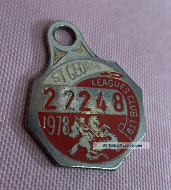 Vintage 1978 St George LEAGUES CLUB MEMBERSHIP BADGE Sydney Australian ...