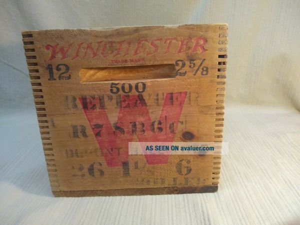 Vintage Winchester Small Arms Wooden Shotgun Shell Box Wood Ammunition ...