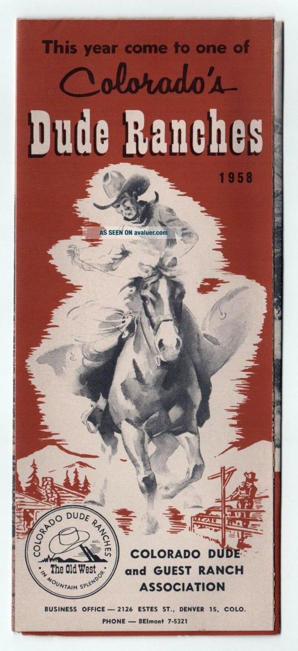 1958 COLORADO Dude Ranches RANCH Travel Brochure OLD WEST Denver CO ...