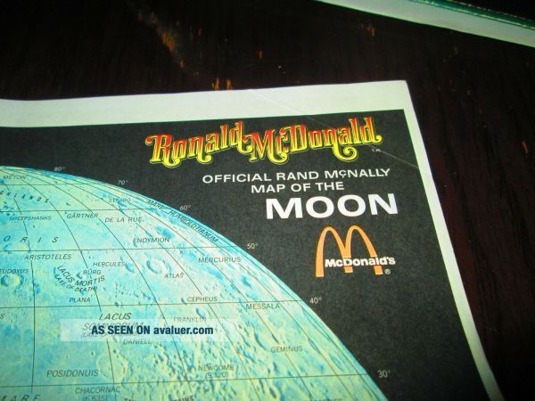Vintage Ronald McDonald Rand McNally Map Of Outer Space, Map Of Moon ...