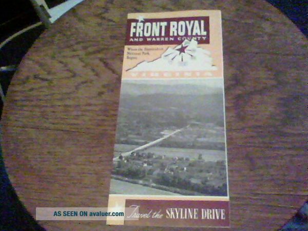 1953 Front Royal And Warren County Travel The Skyline Drive VA Brochure ...