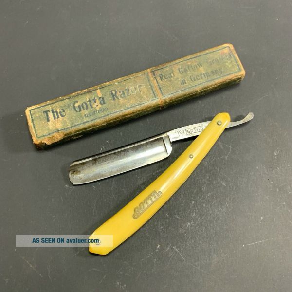 VINTAGE GOTTA 120 GERMAN HOLLOW - GROUND SHEFFIELD STEEL STRAIGHT RAZOR ...