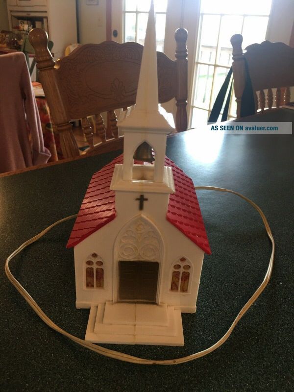 VINTAGE LIGHT UP PLASTIC CHURCH WITH BELL CHRISTMAS | #28986518