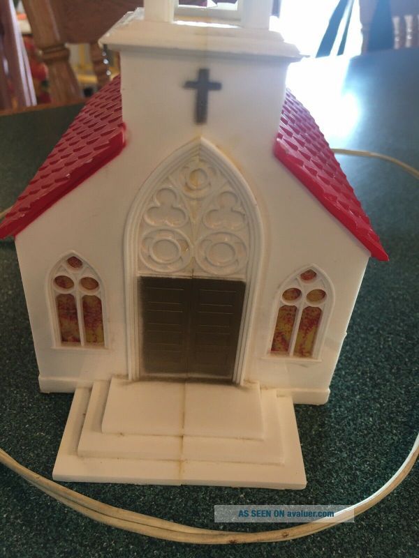VINTAGE LIGHT UP PLASTIC CHURCH WITH BELL CHRISTMAS | #28986518