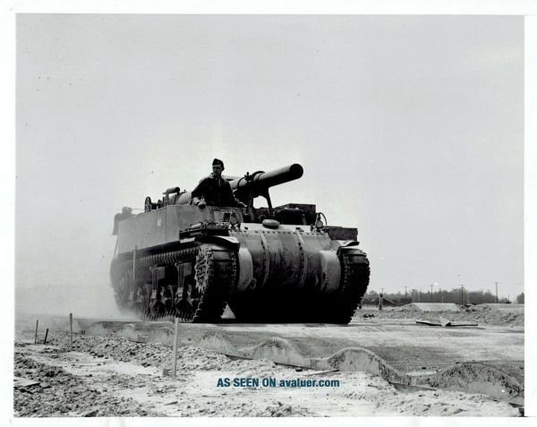 1943 Vintage Photo WW2 US Army Medium Tank M3 With Mounted 155mm ...