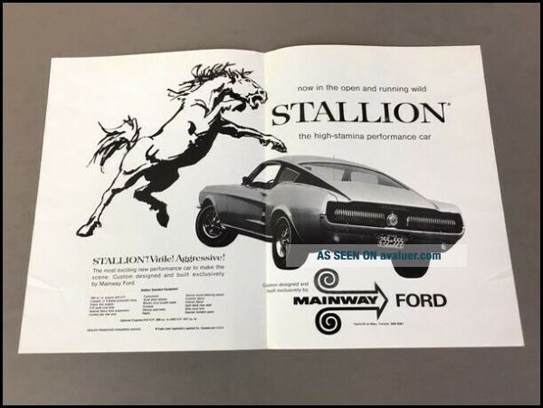 1967 Mainway Ford Stallion Mustang Vintage Car Sales Brochure Folder ...