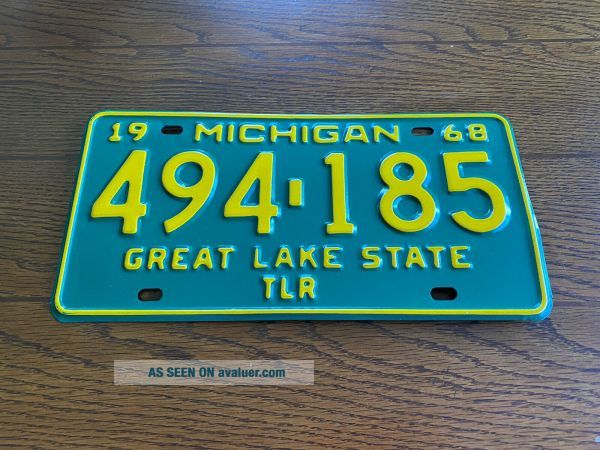 Vintage Michigan Trailer License Plate 1968 Great Lakes State 494 - 185 ...