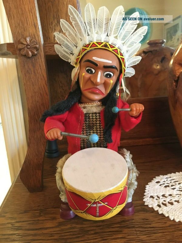Vintage 60s Indian Native American Chief Drummer Battery Operated Toy ...