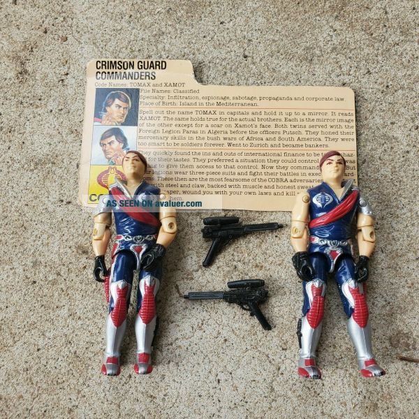 Vintage GI Joe Figures Crimson Twins Xamot And Tomax With File Card ...
