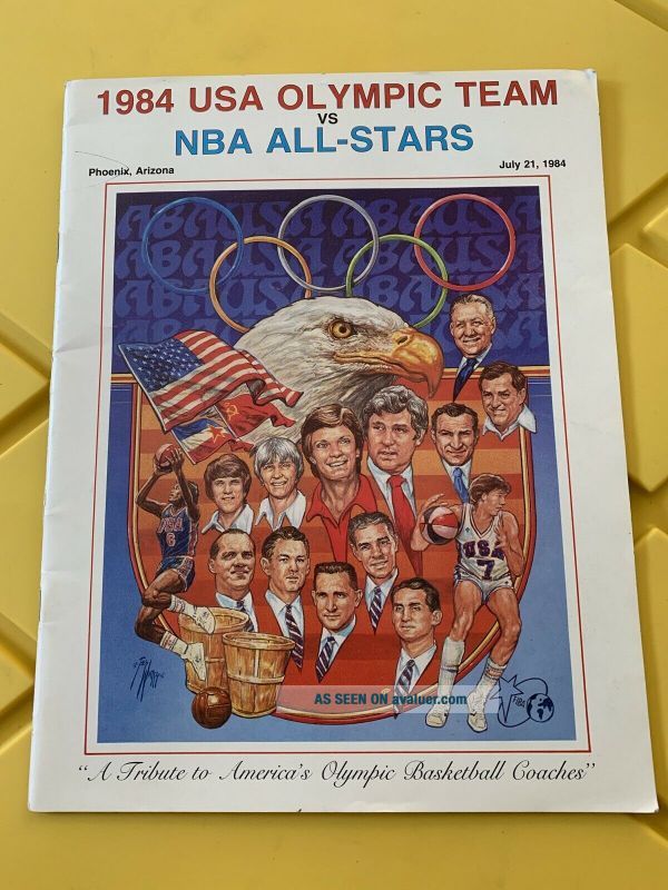 1984 USA Olympic Basketball Team Program Vs NBA Allstars Jordan Phoenix ...