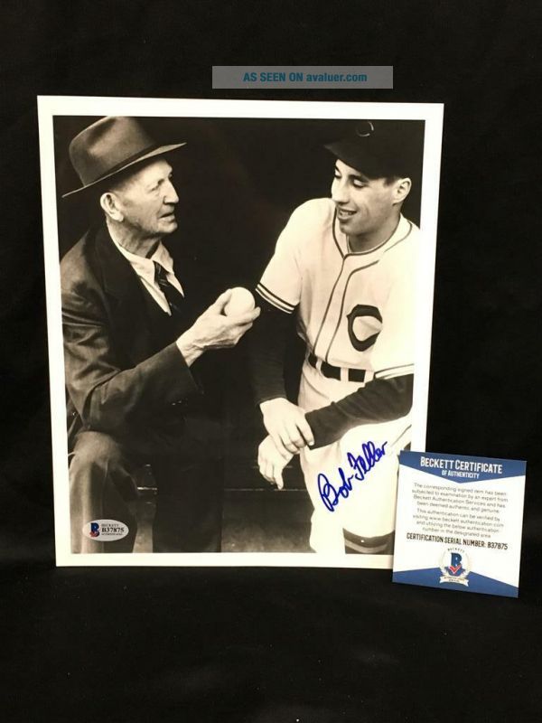 BOB FELLER INDIANS SIGNED AUTOGRAPH B/W 8x10 PHOTO BAS BECKETT B37875 ...