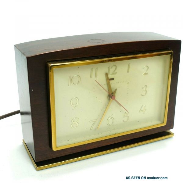 Vintage General Electric 7H188 Mantel Clock W/ Alarm Wood Brass | #29287836