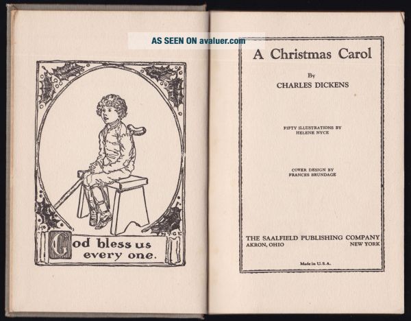 1927 Vtg Book Charles Dickens A Christmas Carol Helene Nyce ...