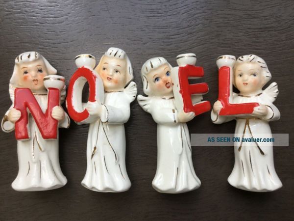 Vintage Ceramic Christmas NOEL Angel Candle Holder Japan | #29386111