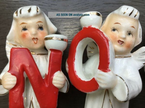 Vintage Ceramic Christmas NOEL Angel Candle Holder Japan | #29386111