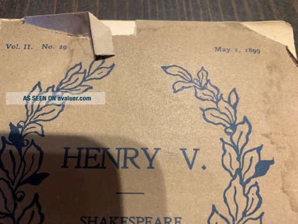 Vintage Book - Henry V Shakespeare Ten Cent Classics Paper Cover Book ...