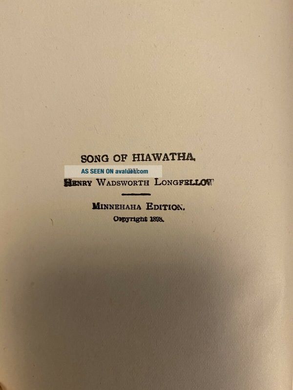 Vintage 1898 THE SONG OF HIAWATHA By Longfellow - Illustrated Minnehaha ...