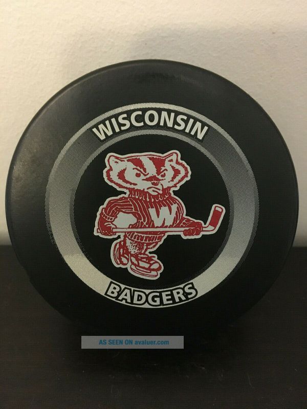 Authentic Official Wisconsin Badgers Hockey - Game Puck - Bucky Badger ...