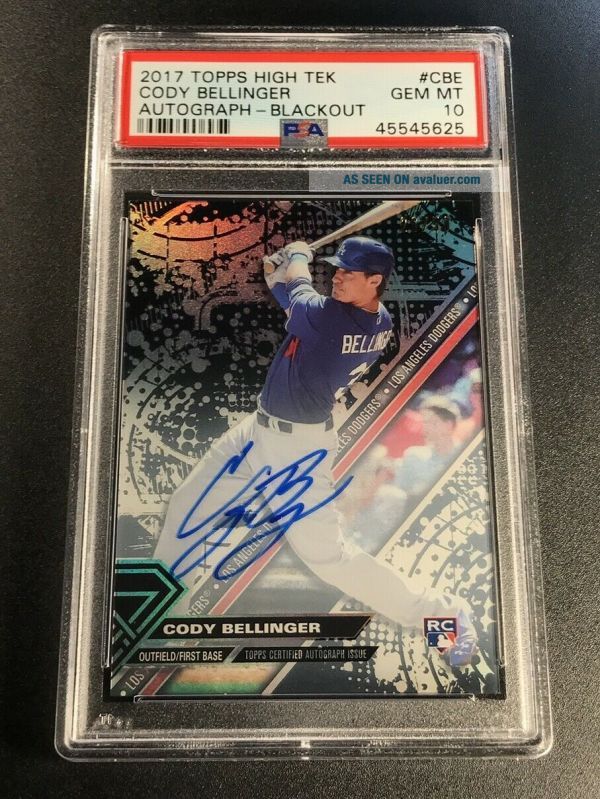 CODY BELLINGER 2017 TOPPS HIGH TEK BLACKOUT AUTO ROOKIE RC /50 PSA 10 ...
