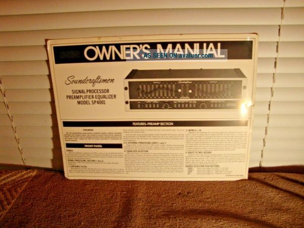 1970s Soundcraftsmen Preamp Equalizer SP4001 Owners 4 Page Brochure ...