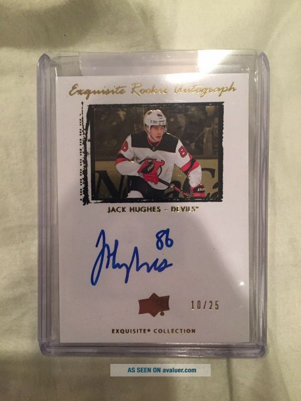 2019 - 20 UD ICE Jack Hughes 2009 - 10 Retro Exquisite On Card Gold ...