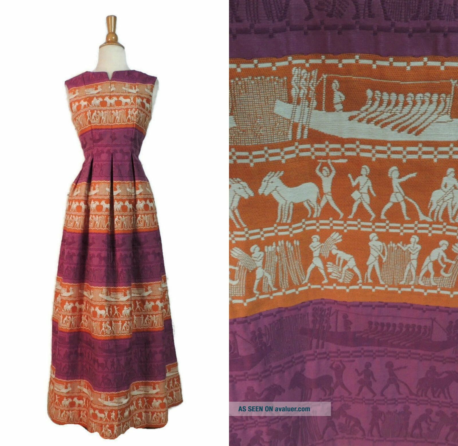 Vintage 70s Richard Tam Jon Mandl Hollywood Regency Greek Revival Maxi ...