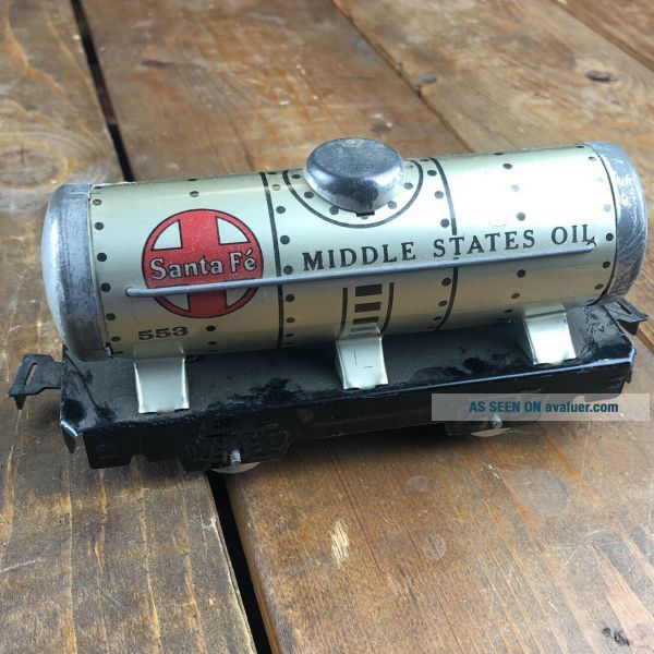 Marx O Train Tinplate Santa Fe Middle States Oil Tanker Tank Car 553 ...