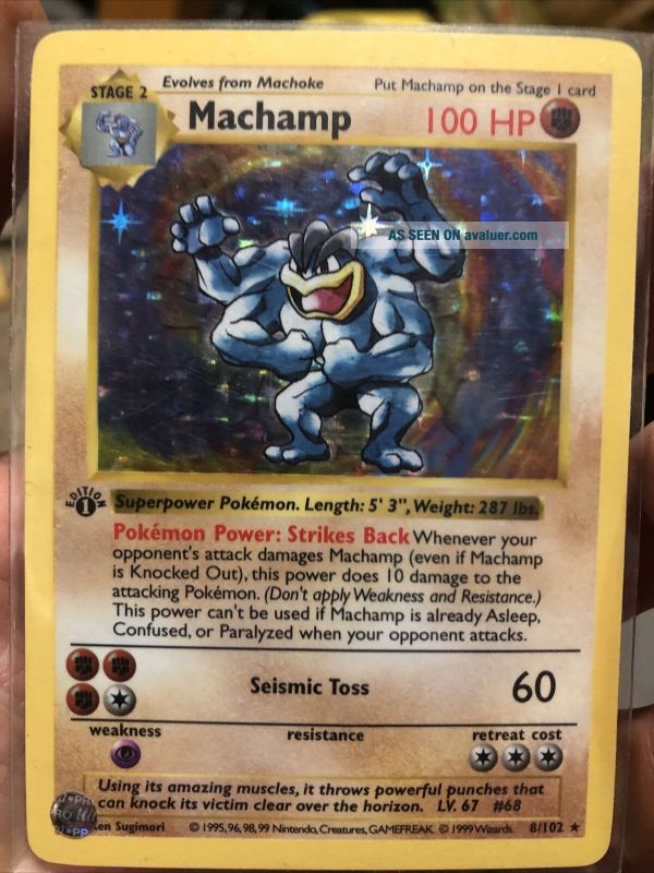 Machamp 1st Edition Pokémon Card Og Rare Holo Pocket Monsters Wizard’s ...