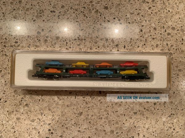Marklin Mini Club Z Scale 8714 Auto Transport W/ 8 Cars Vintage German ...
