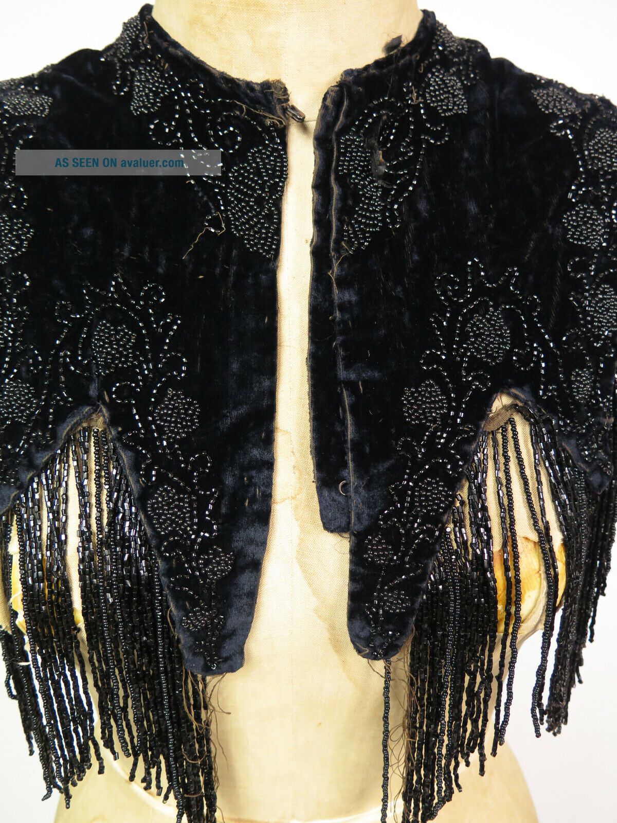 Vintage Antique Victorian Black Velvet Beaded Mourning Cape Shawl ...