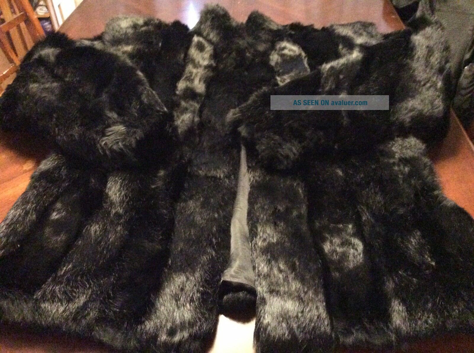Black 1980s Rabbit Fur Vintage Coat Womens Large Soft Winter Jacket ...